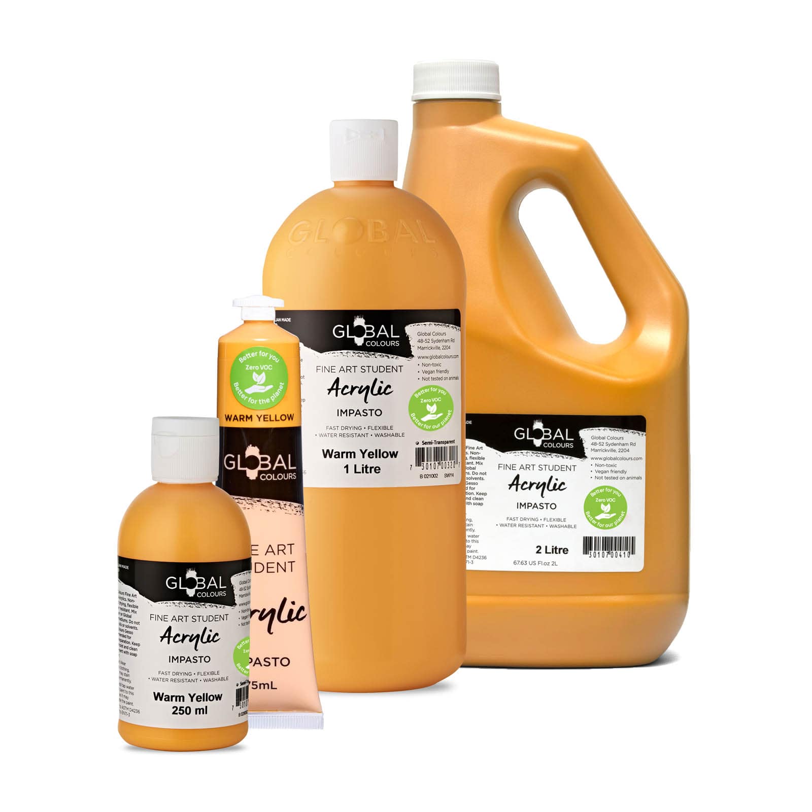 Student Acrylic Paint, Warm Yellow | Global Colours - Australian Made