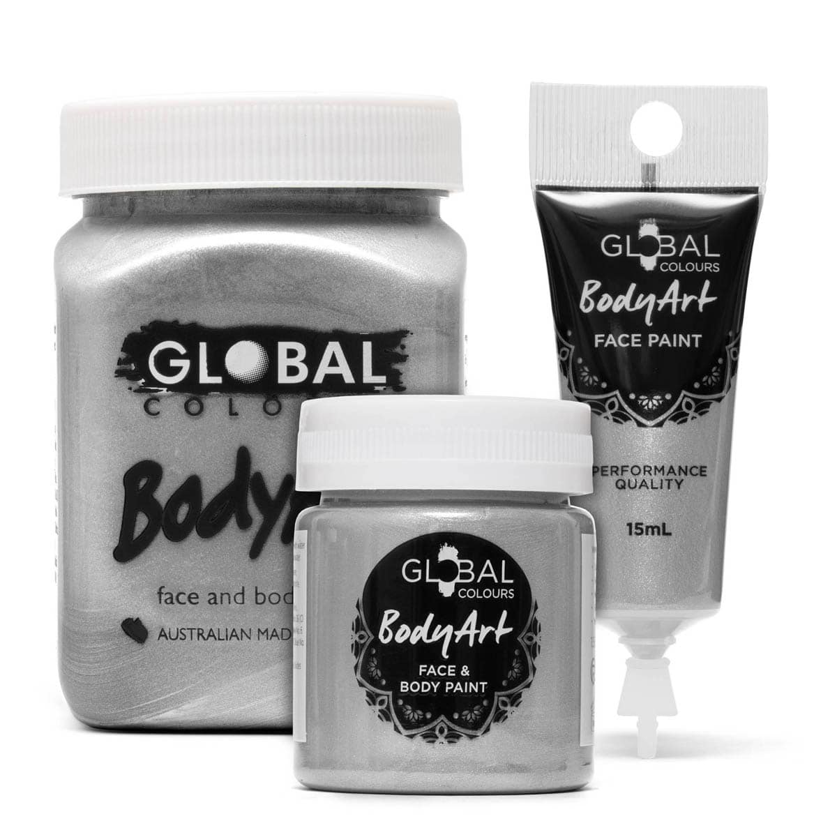 Global Colours Metallic Silver - Face & BodyArt Liquid Paint