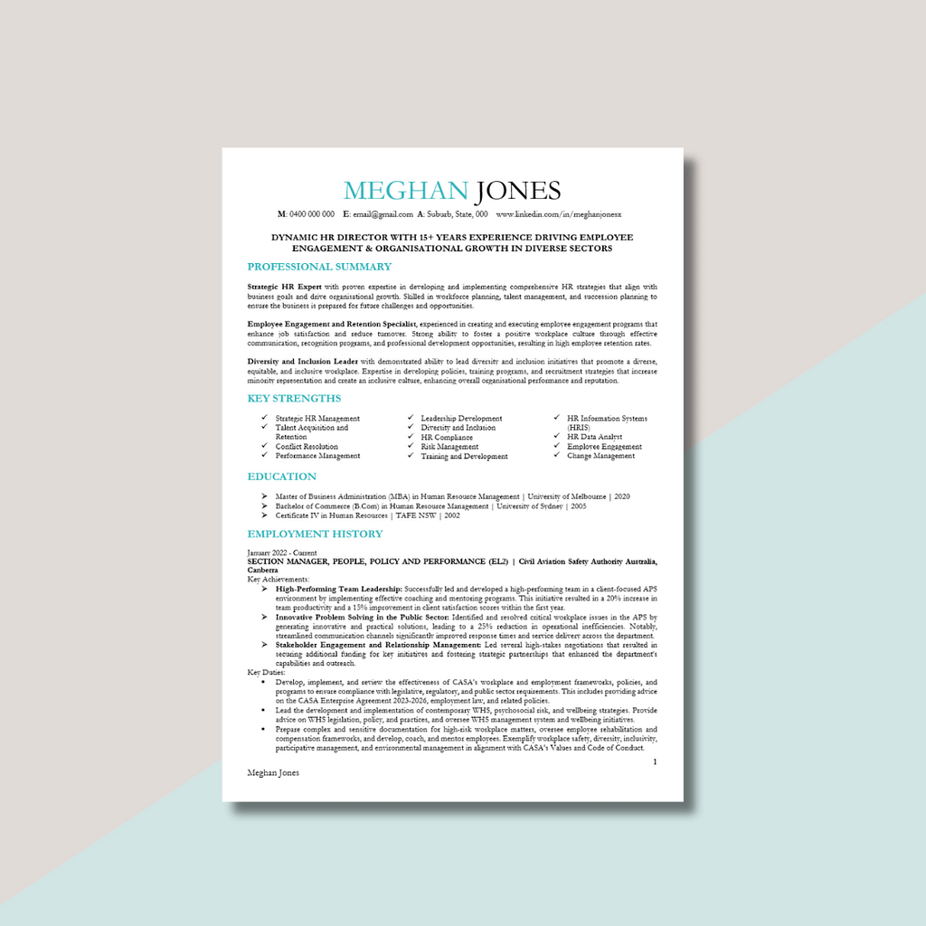 Government Resume Template - APS, State and Local Government