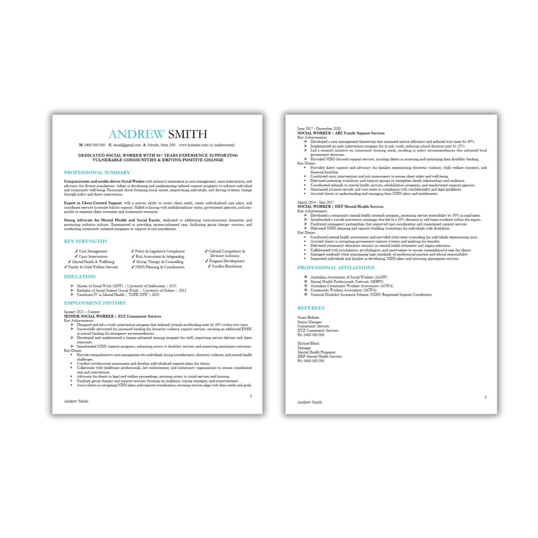 How to Write an Australian Social Work Resume (+ Example & Template)