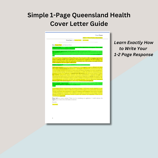 Queensland Health Resume & Cover Letter Template | Australia