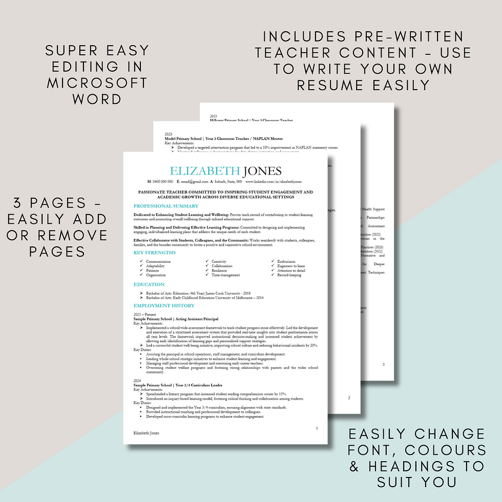 Australian Teacher Resume Template | Resumes To Impress